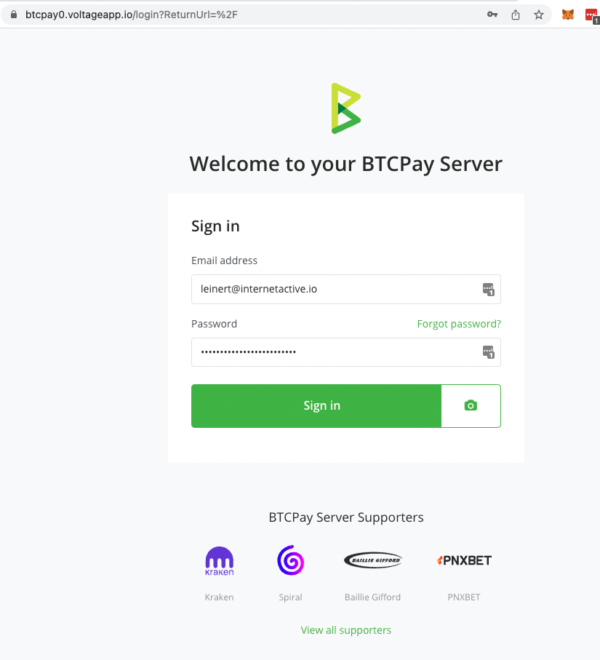 BTCPay Store on Voltage's BTCPay Server